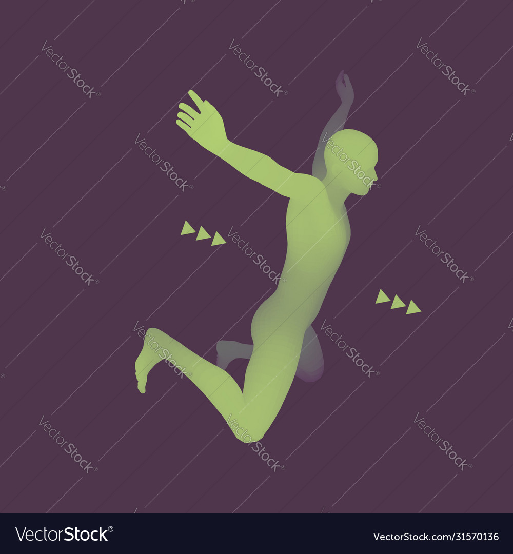 Man falling down jumping 3d model Royalty Free Vector Image