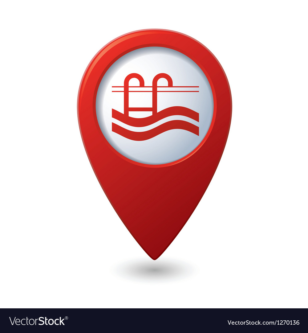 Map pointer with swimming pool icon Royalty Free Vector