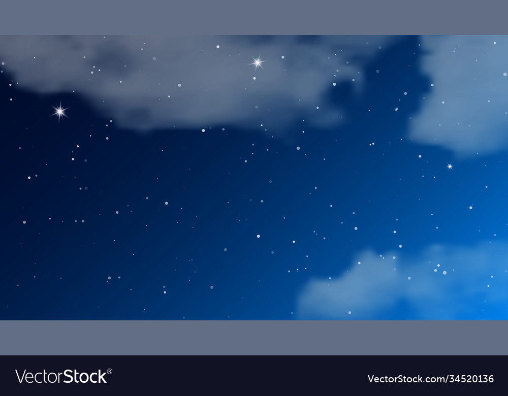 Night sky with clouds and many stars Royalty Free Vector