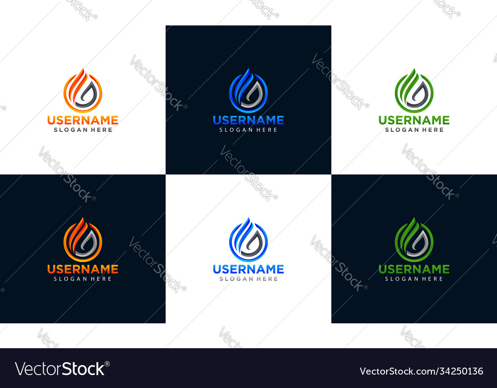 Set gradient abstract fire flame logo template Vector Image