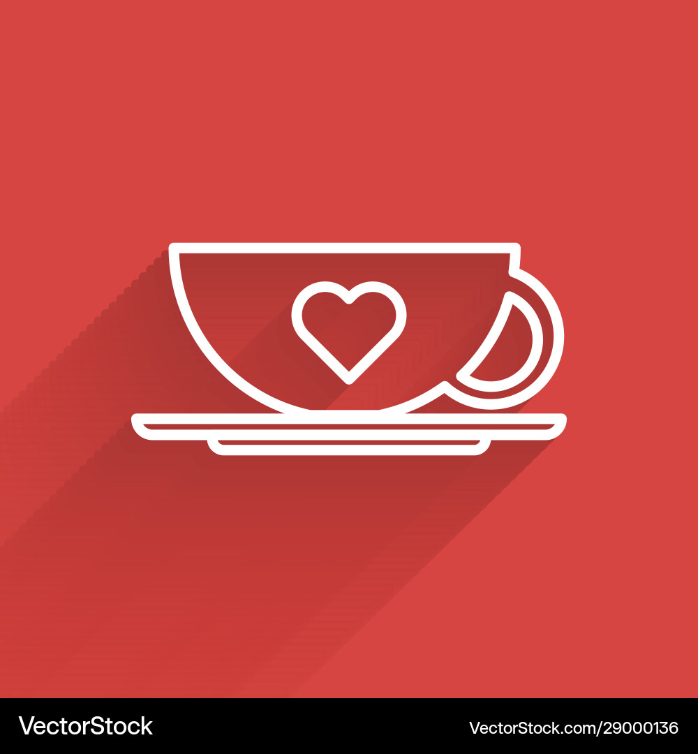 White line coffee cup and heart icon isolated Vector Image