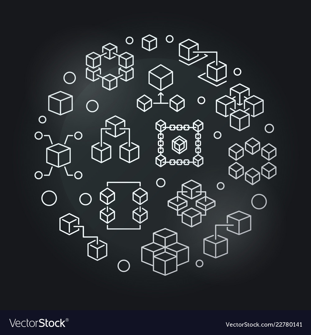 Blockchain circular modern silver linear Vector Image