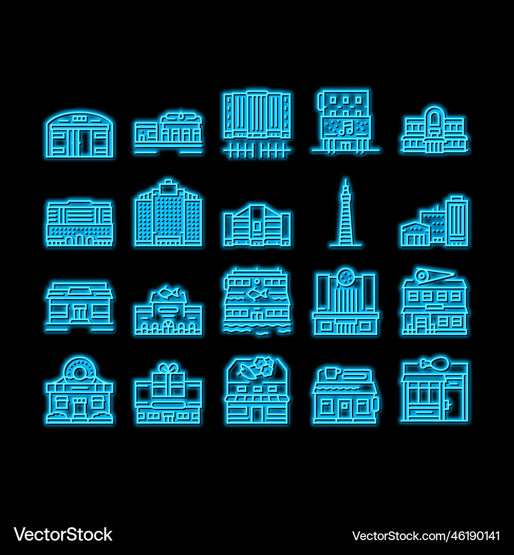 Building restaurant and store neon glow icon Vector Image