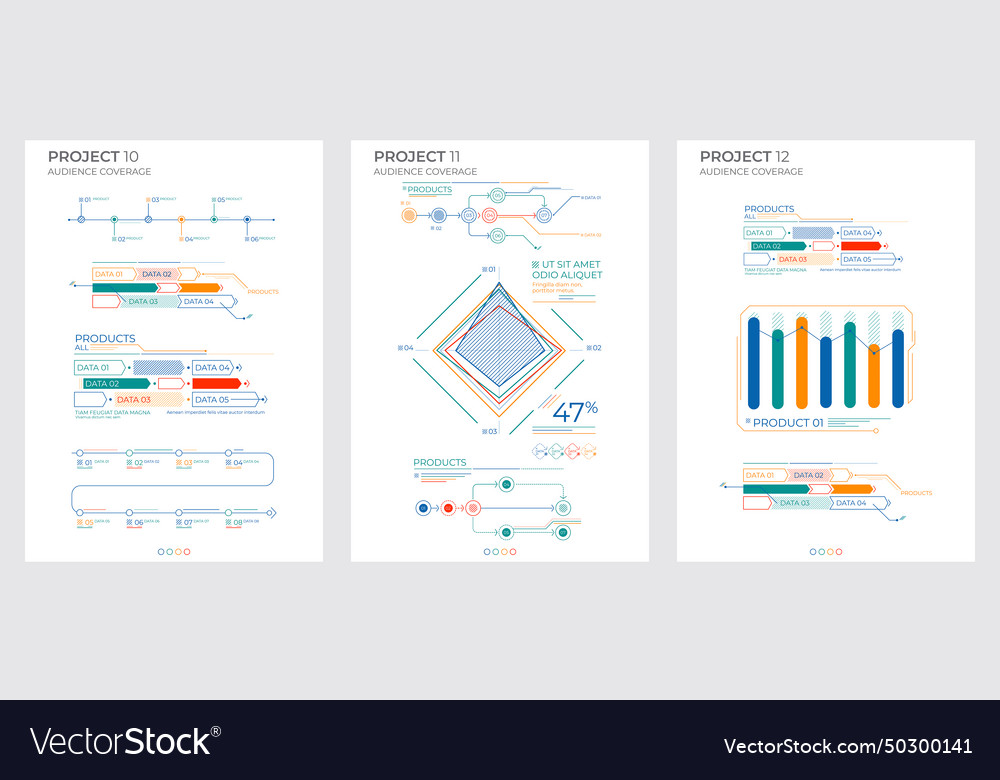 Business elements charts in color Royalty Free Vector Image