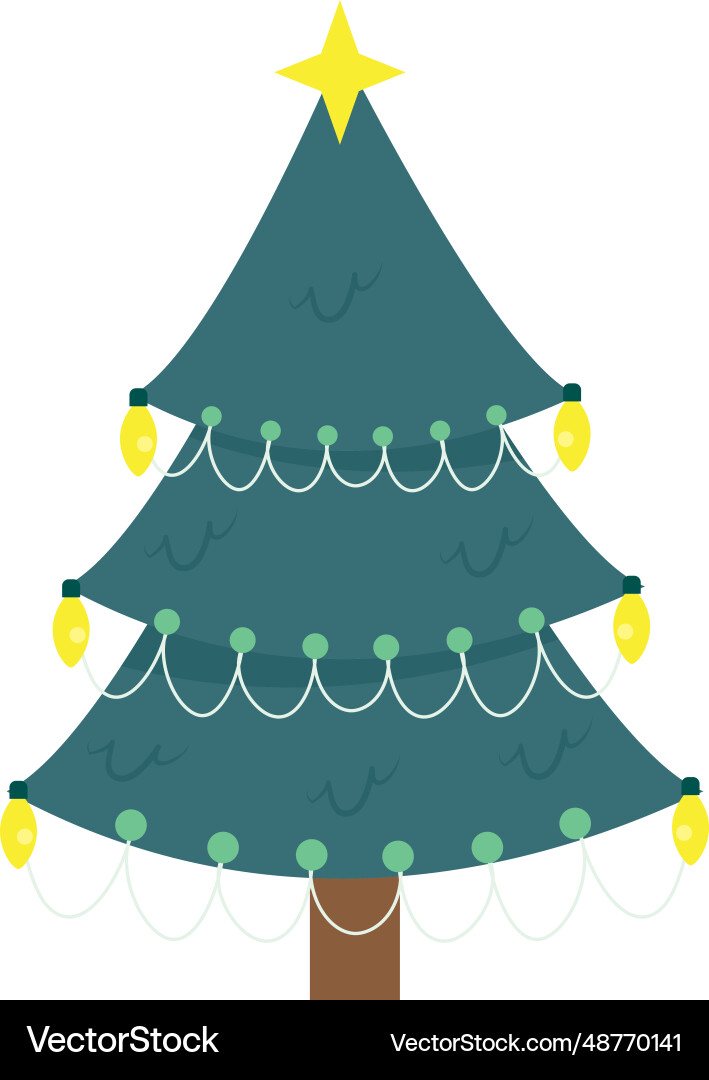 Christmas tree with star Royalty Free Vector Image