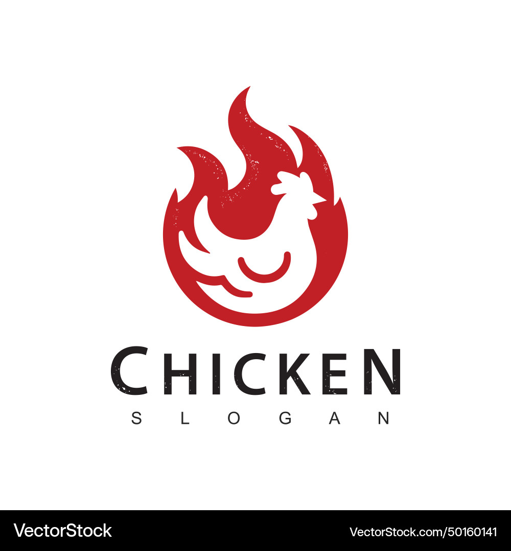 Fire chicken logo hen flame hot symbol icon fast Vector Image