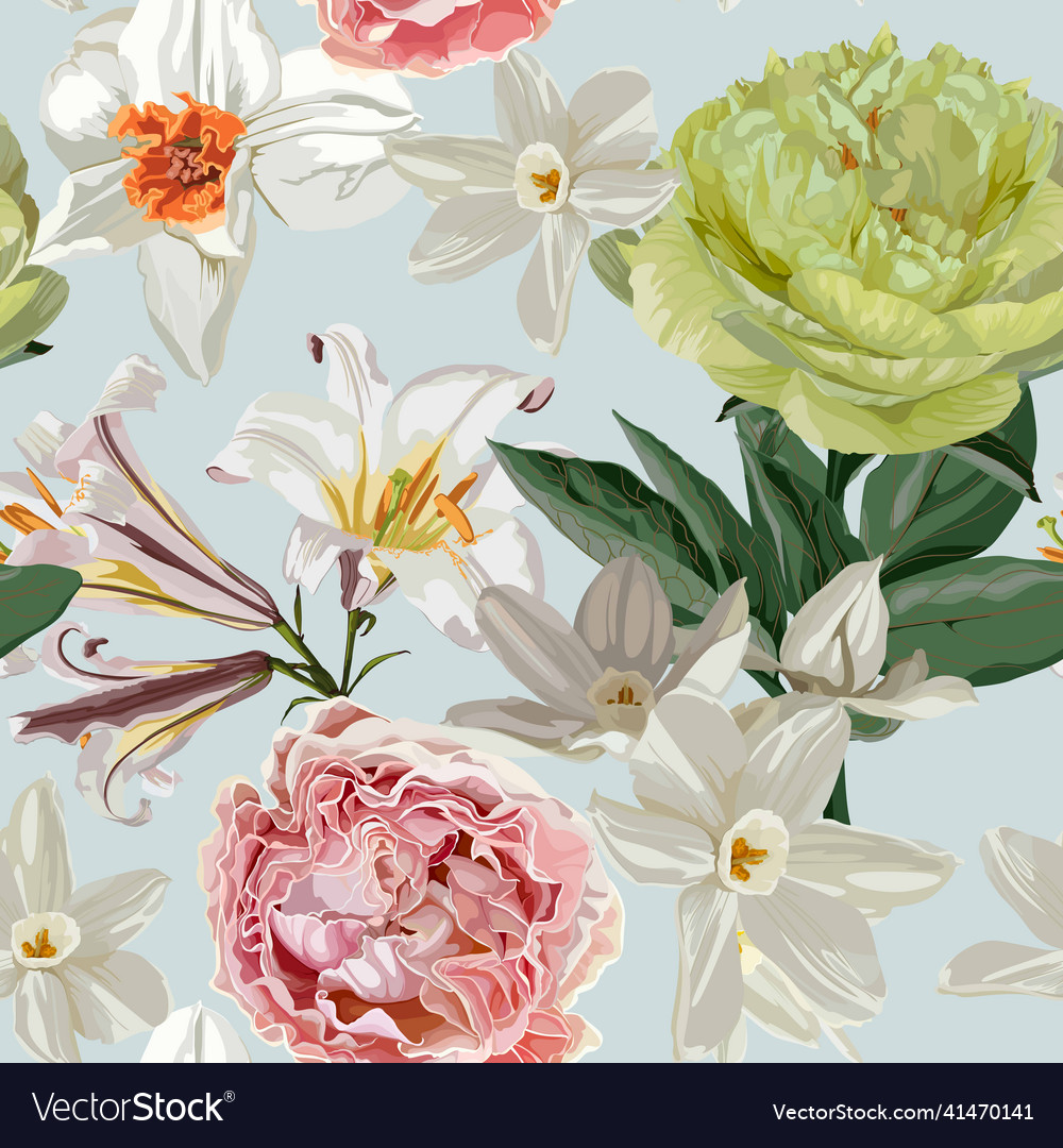 Floral seamless spring pattern with flowers Vector Image