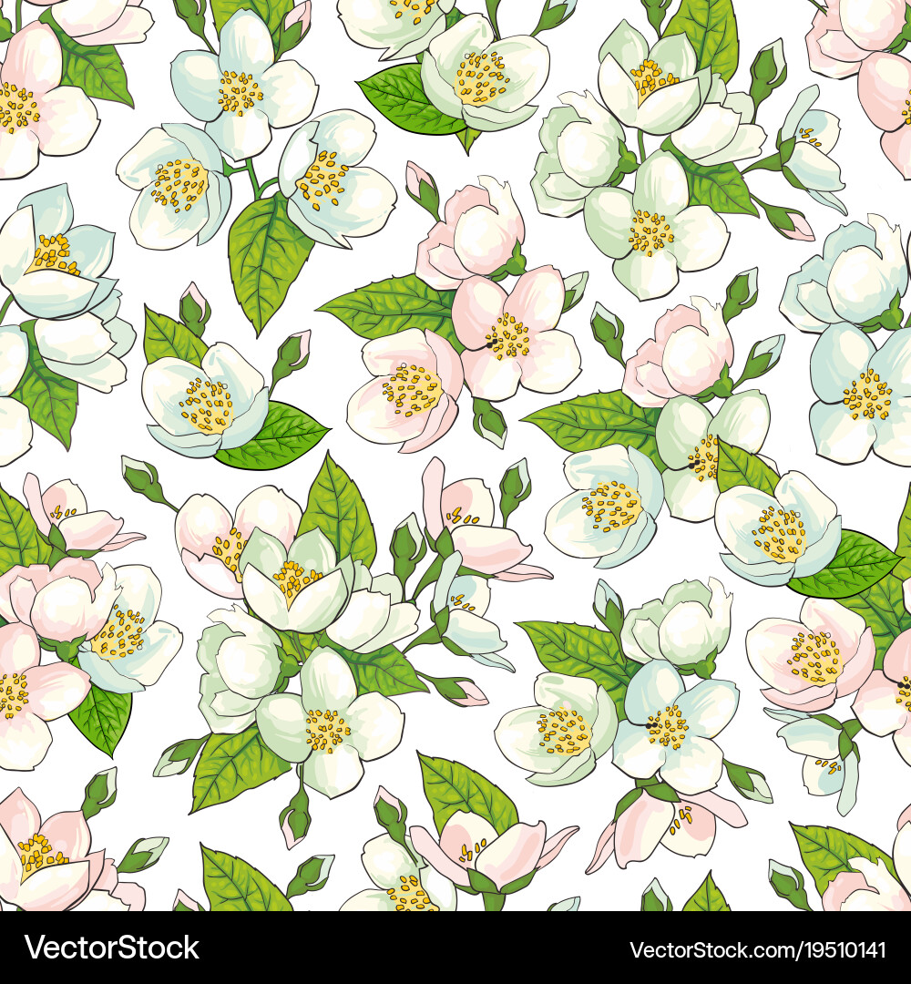 Hand drawn apple tree seamless pattern Royalty Free Vector