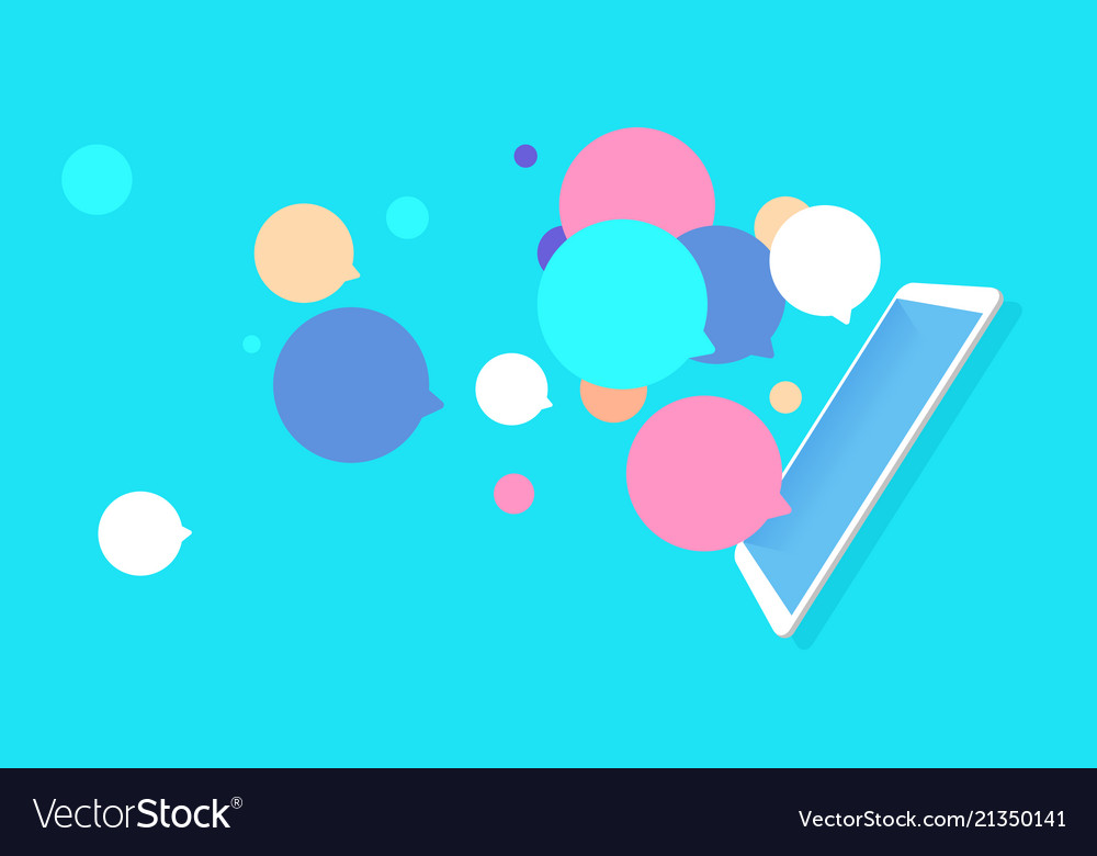 Mobile application chat flying bubbles interface Vector Image