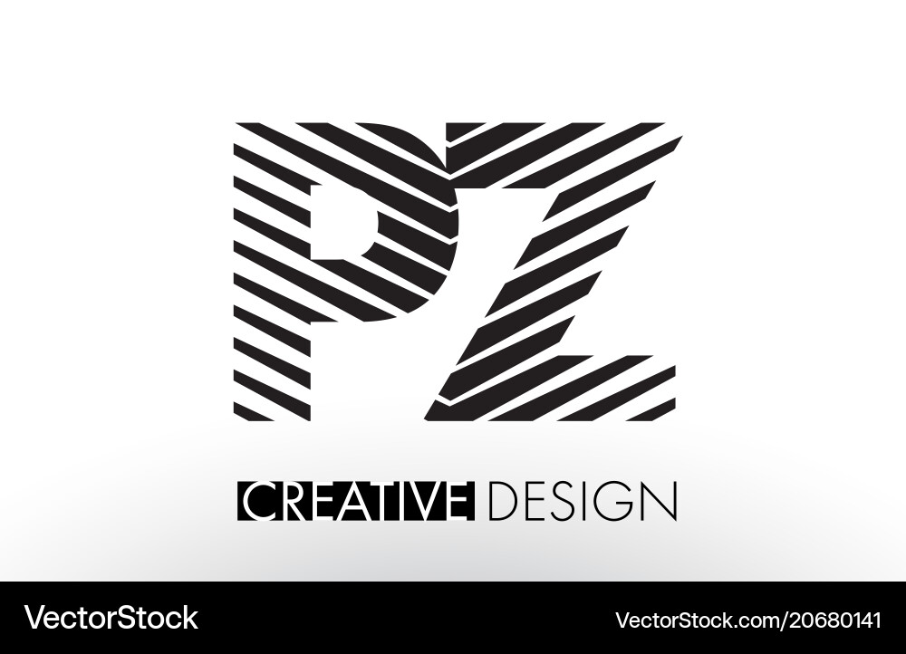 Pz p z lines letter design with creative elegant Vector Image