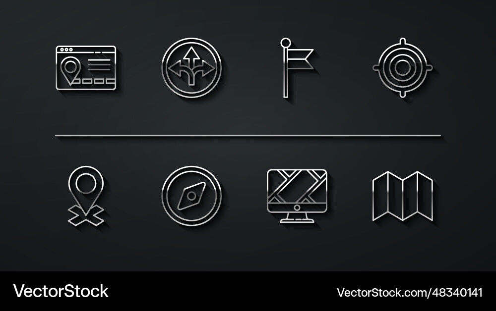 Set line infographic of city map navigation Vector Image