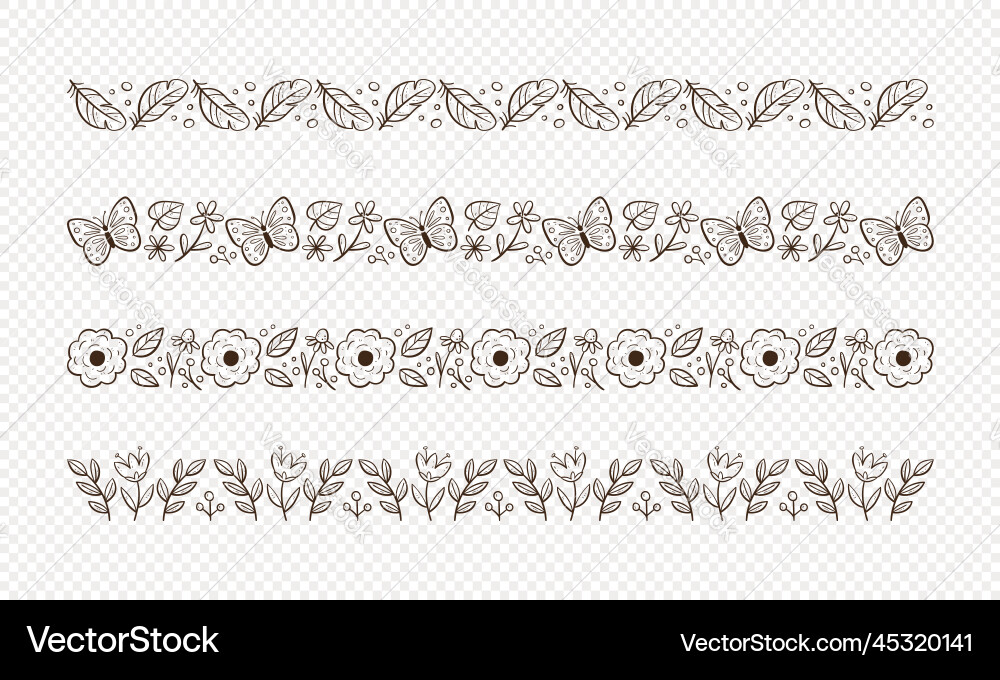 Spring doodle decorative borders Royalty Free Vector Image