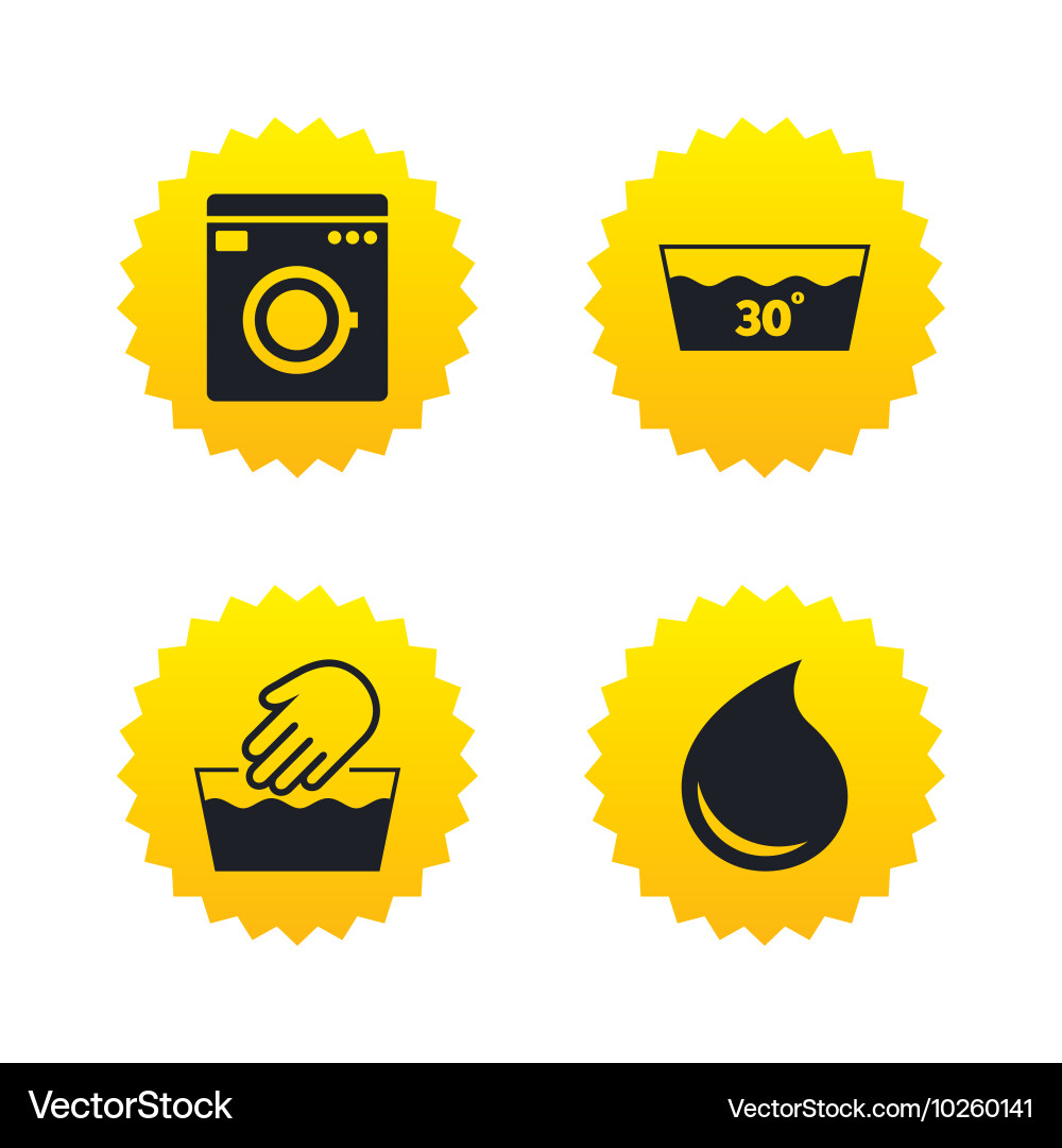 Wash icons machine washable at thirty degrees Vector Image