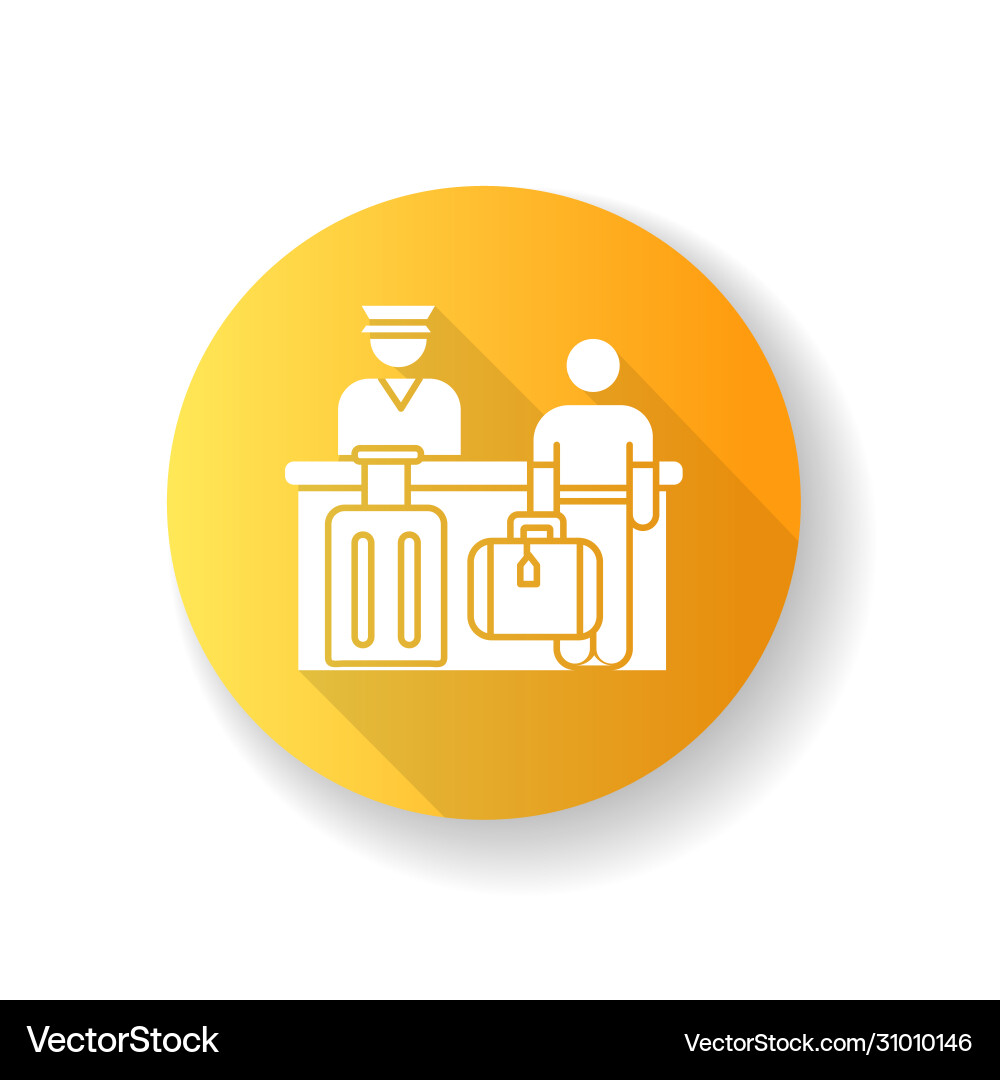 Airport check in yellow flat design long shadow Vector Image