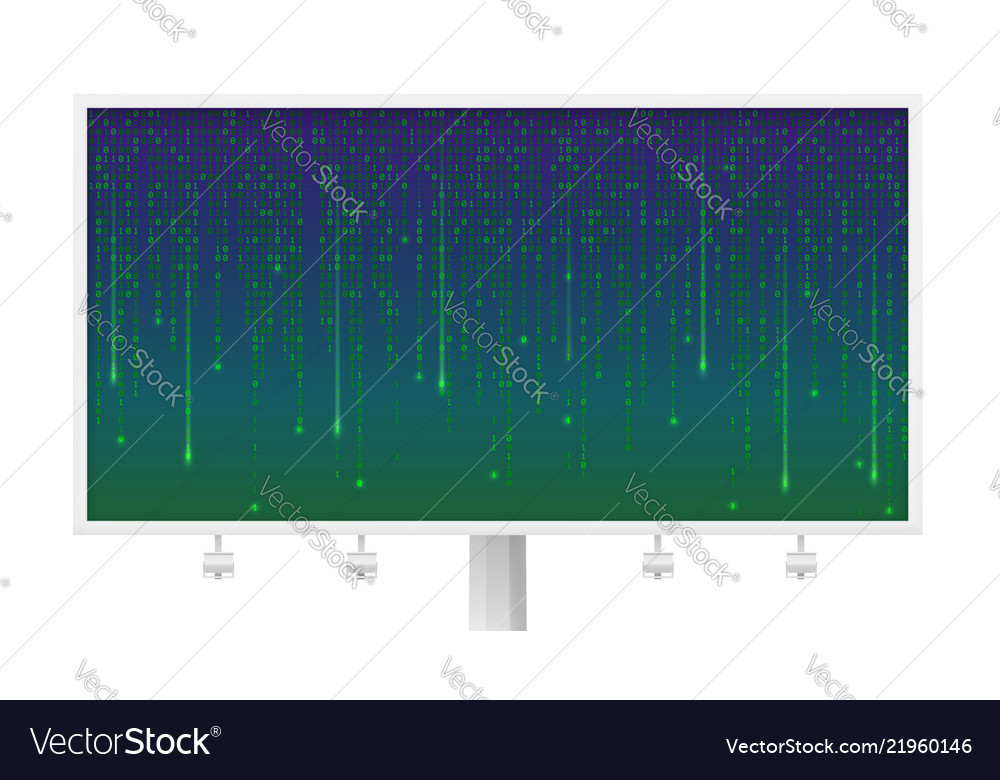 Billboard of floating binary computer code Vector Image