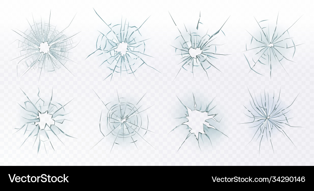 Broken glass cracked window glass damaged Vector Image