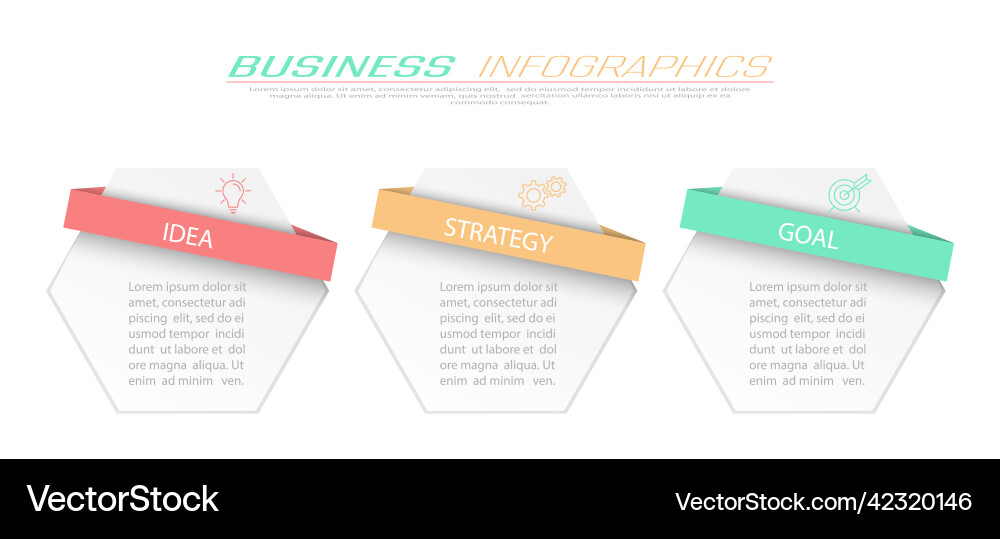Business infographics 3 steps to achieve Vector Image