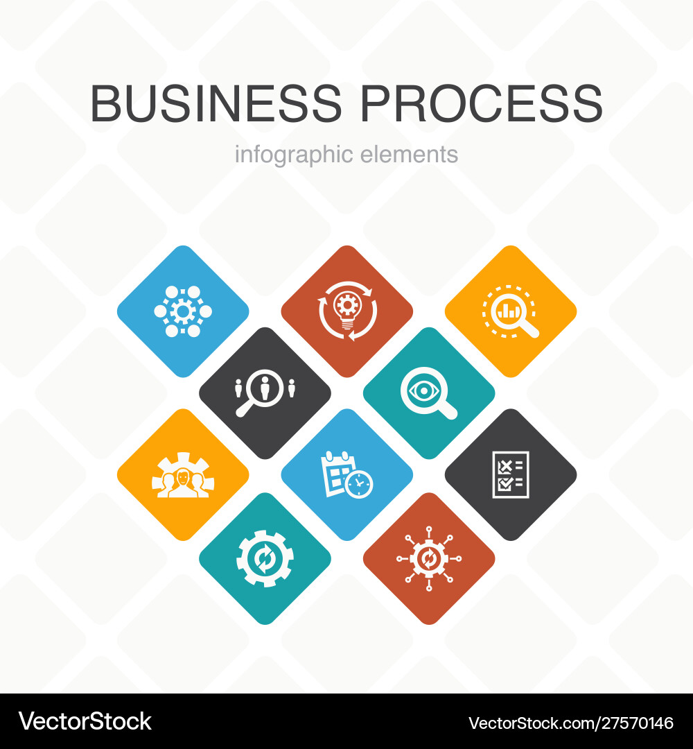 Business process infographic 10 option color Vector Image