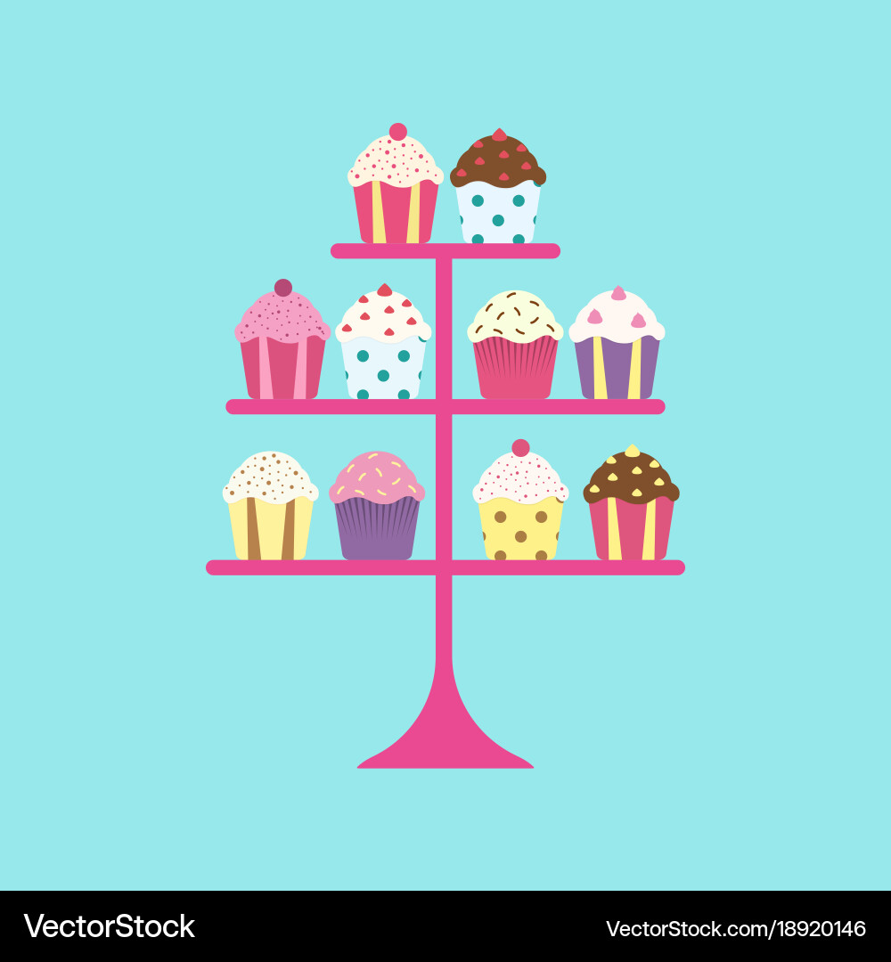 Cupcakes on stand Royalty Free Vector Image - VectorStock