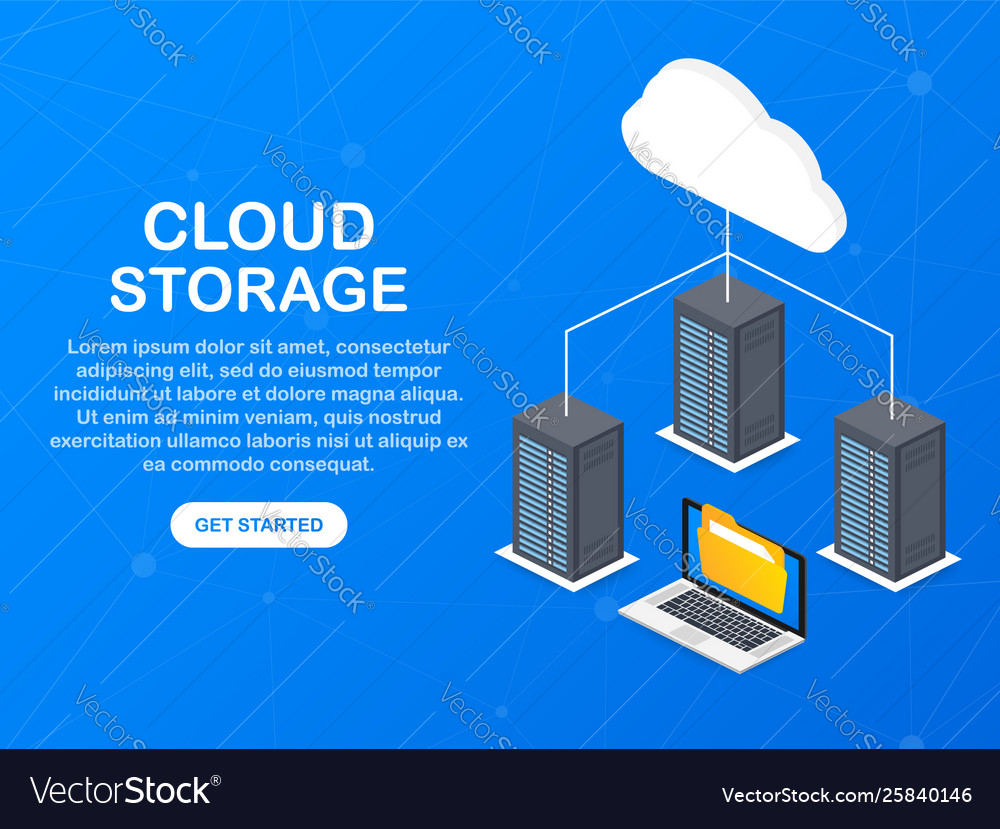 Data protection cloud storage design flat concept Vector Image
