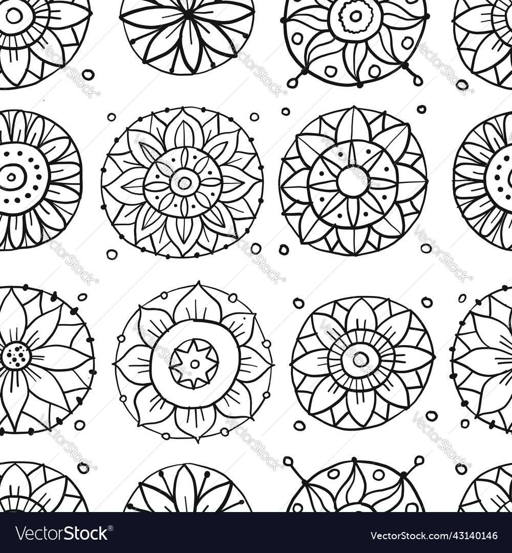 Decorative hand drawn floral mandala icons Vector Image