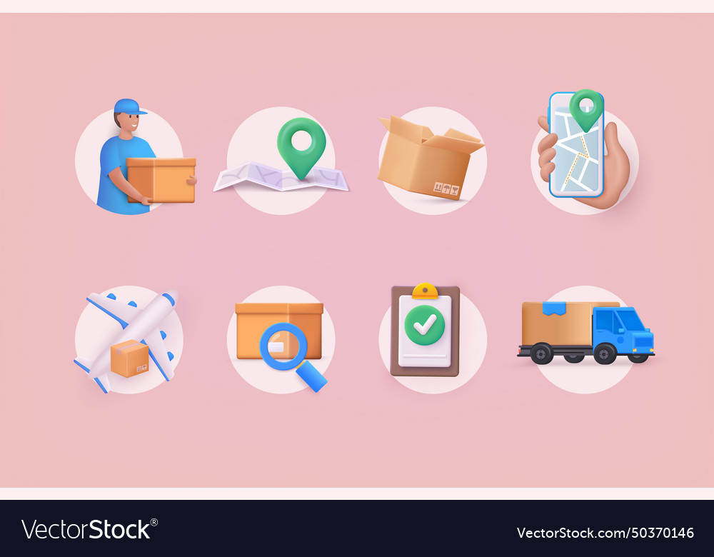 Delivery icons set collection of 3d linear web Vector Image Delivery icons set collection of 3d linear web Vector Image