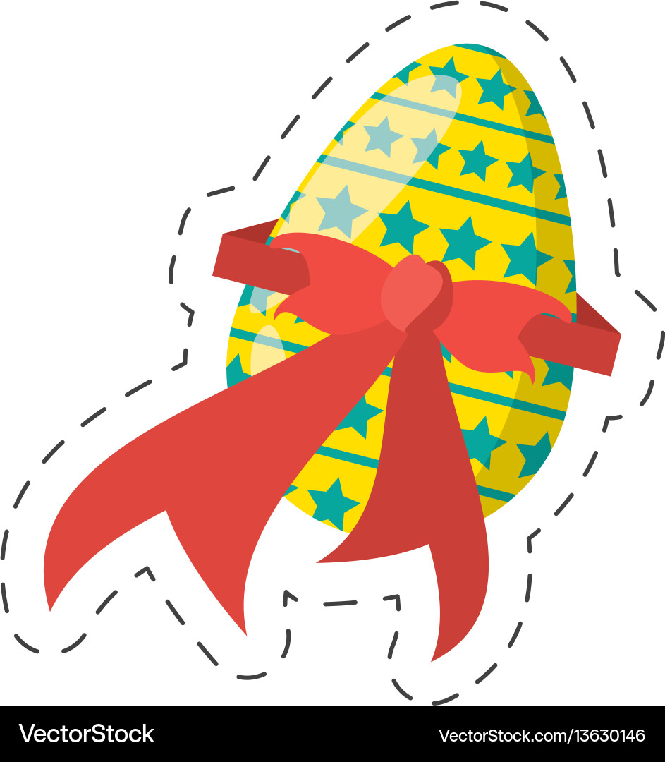 Easter egg stars ribbon - cut line Royalty Free Vector Image