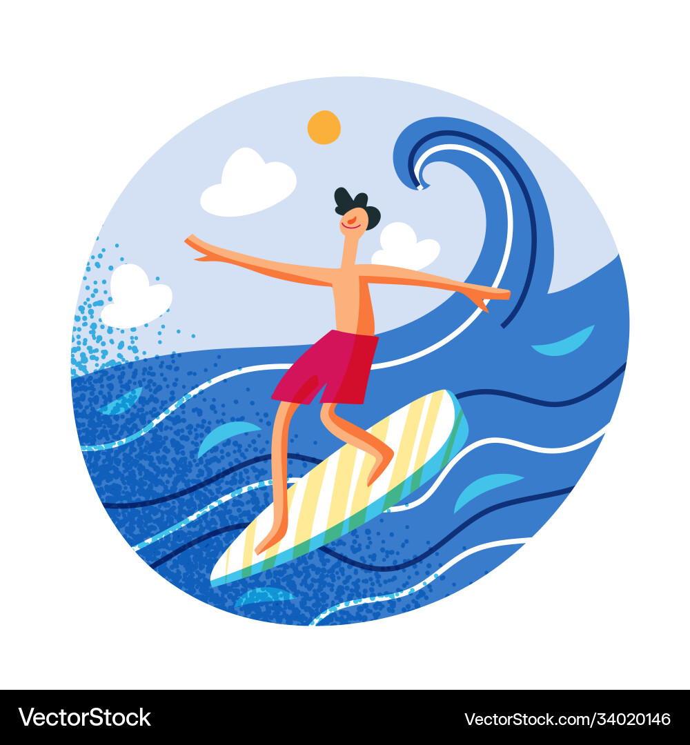 Male surfer cartoon color Royalty Free Vector Image