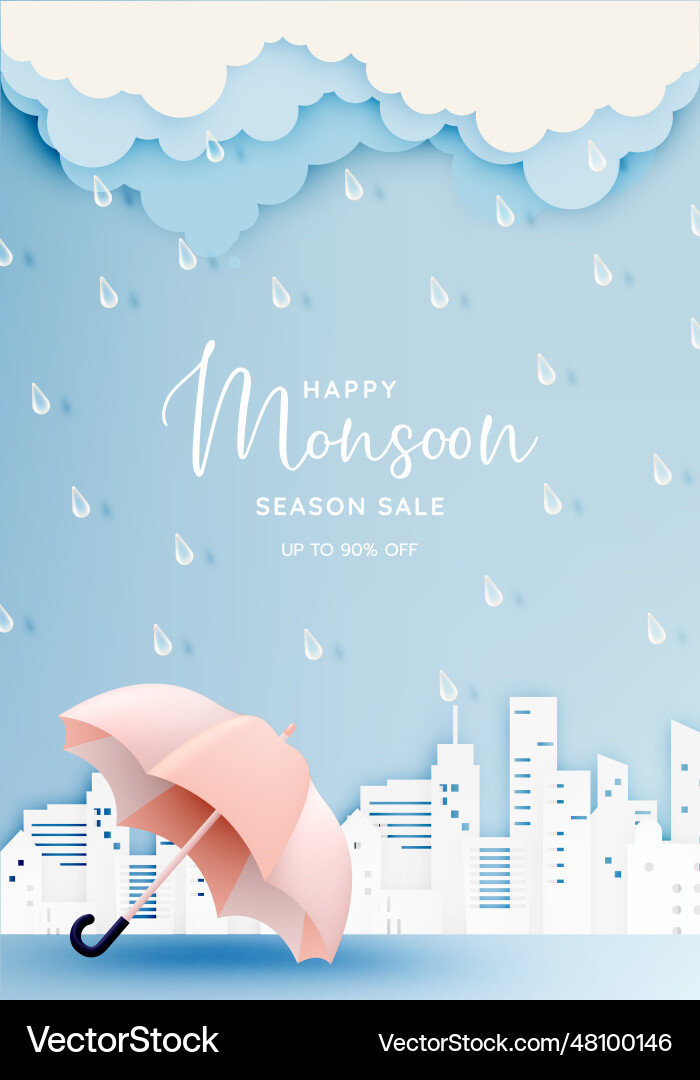 Monsoon season banner sale Royalty Free Vector Image