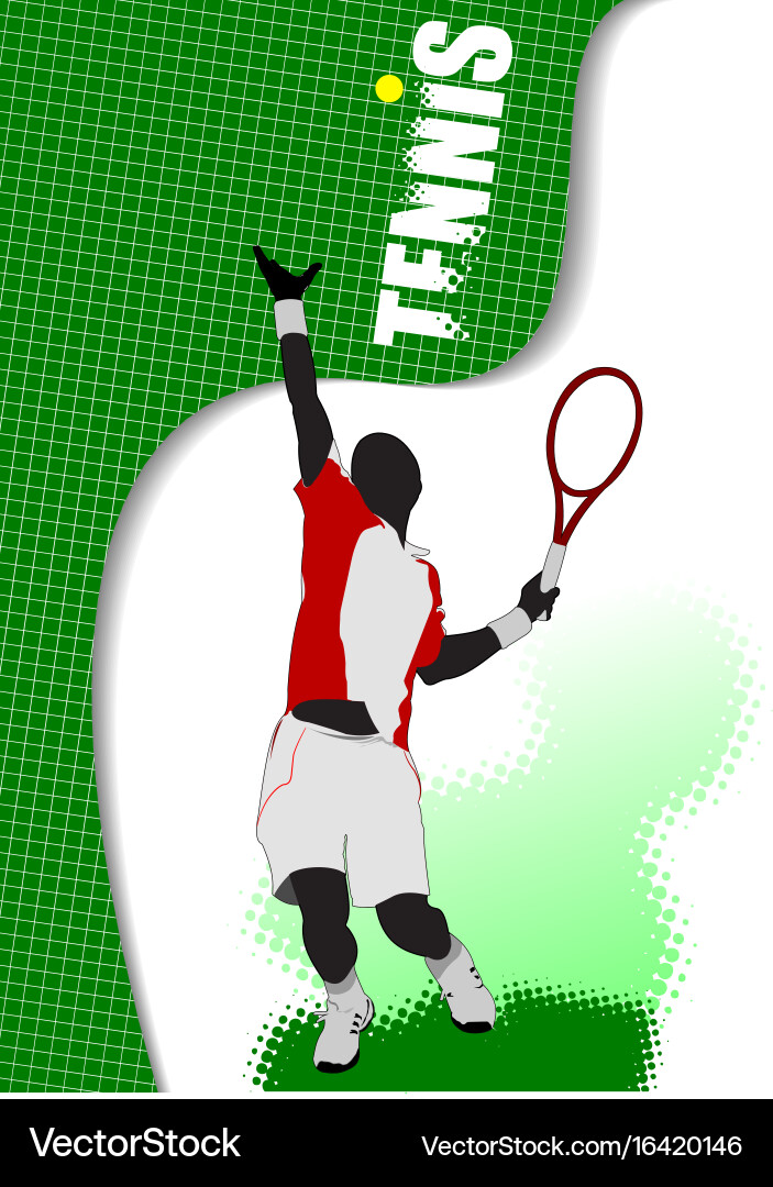 Poster tennis player colored for designers Vector Image