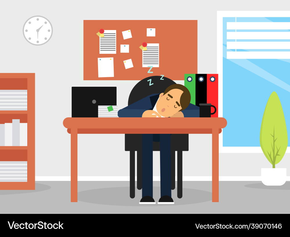 Tired business man character sleeping rested his Vector Image