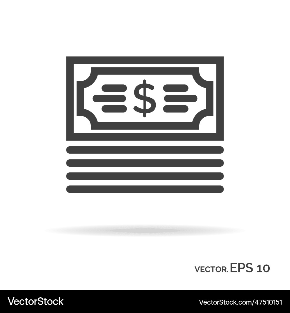 Bundle money outline icon black color Royalty Free Vector