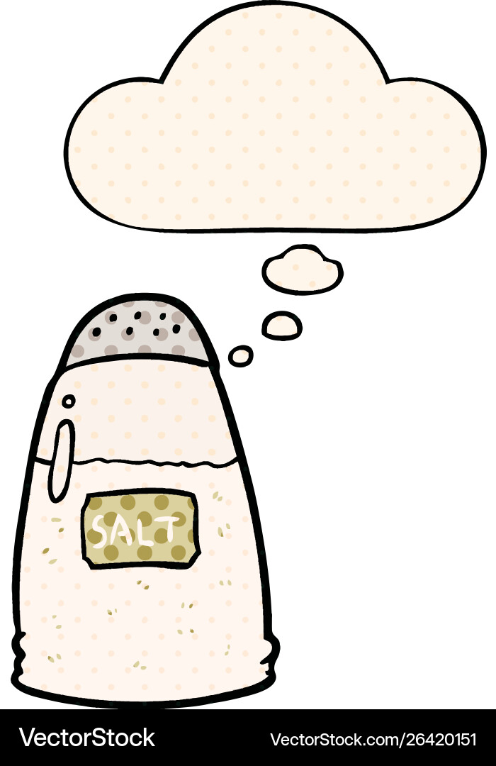 Cartoon salt and thought bubble in comic book Vector Image