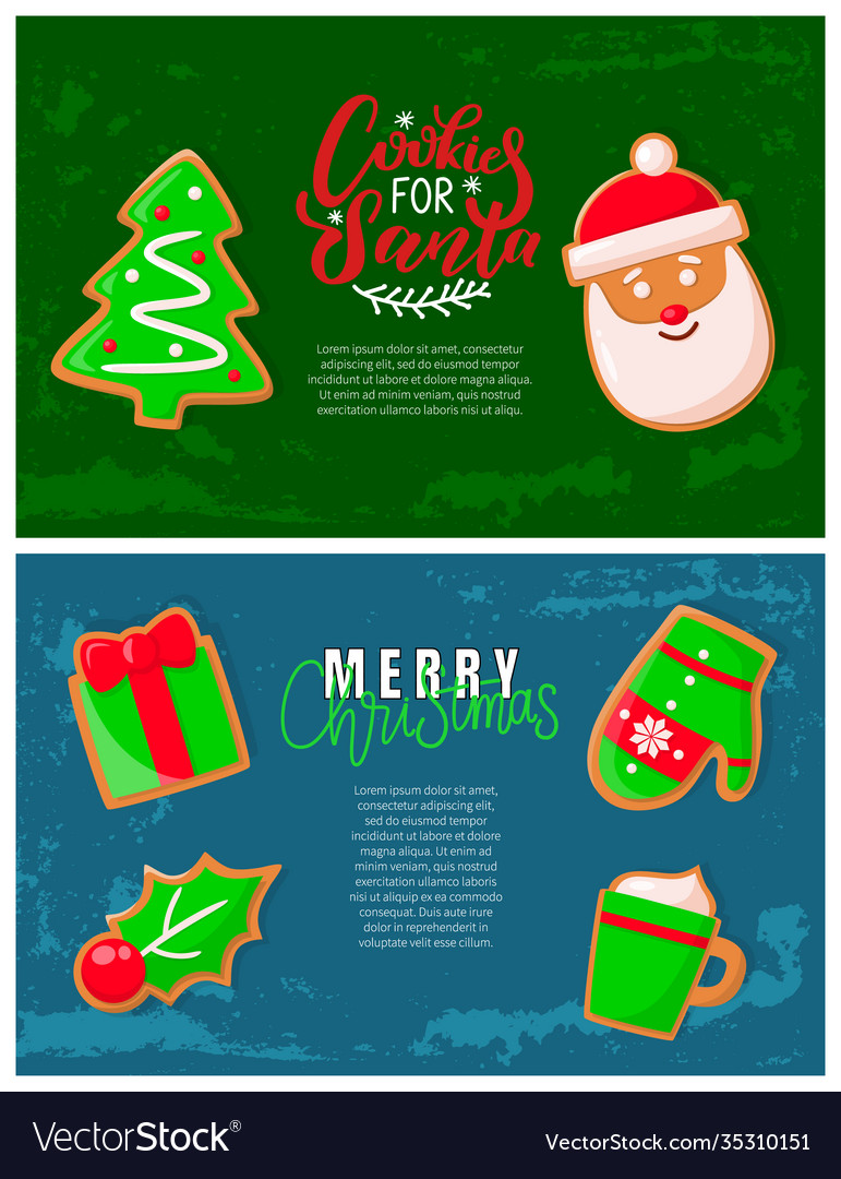 Gingerbread cookies christmas holiday banners Vector Image