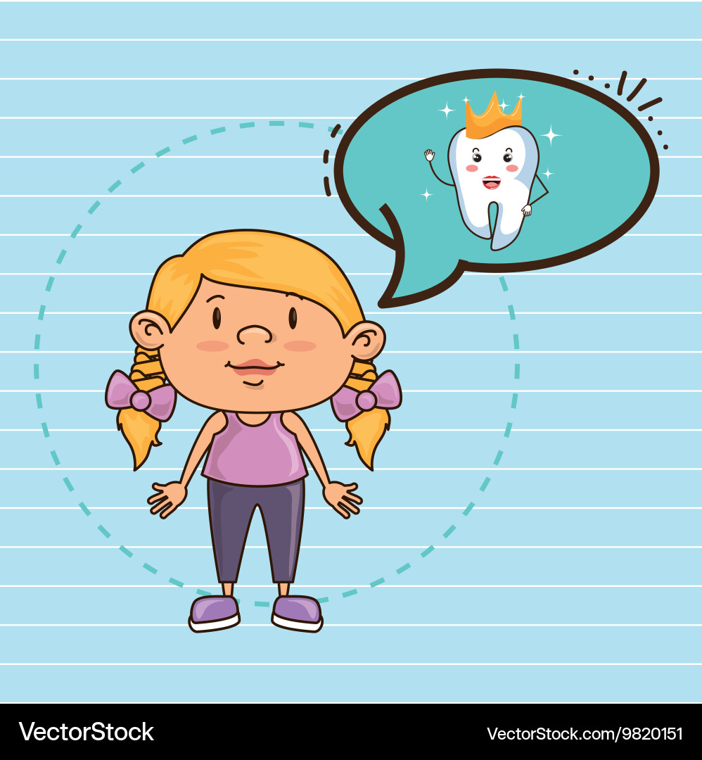 Girl with tooth isolated icon design Royalty Free Vector