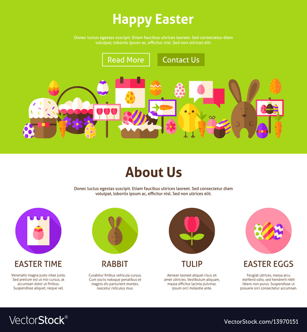 Happy easter website design Royalty Free Vector Image