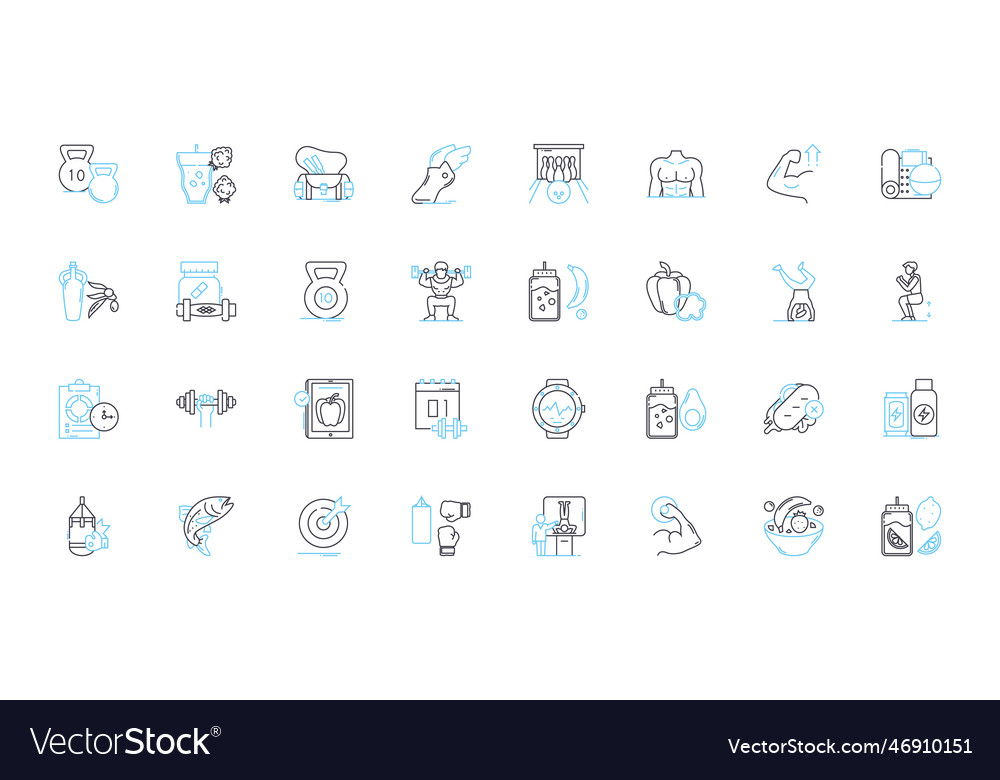 Healthiness linear icons set nourishment Vector Image Healthiness linear icons set nourishment Vector Image