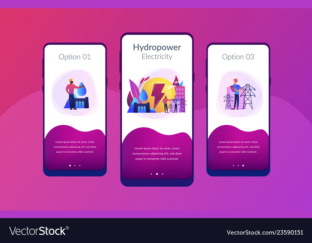 Hydropower app interface template Royalty Free Vector Image