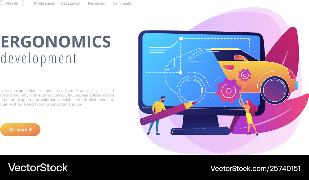 Industrial design concept landing page Royalty Free Vector