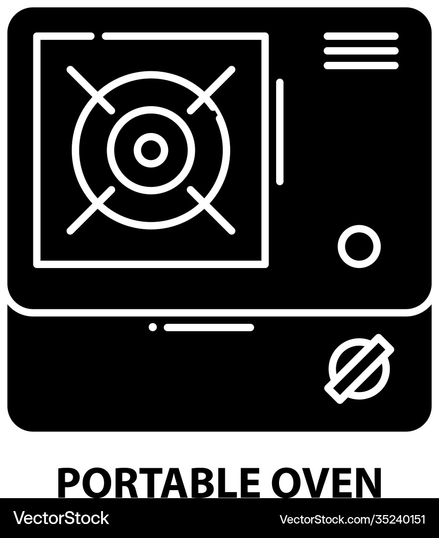 Portable oven icon black sign Royalty Free Vector Image