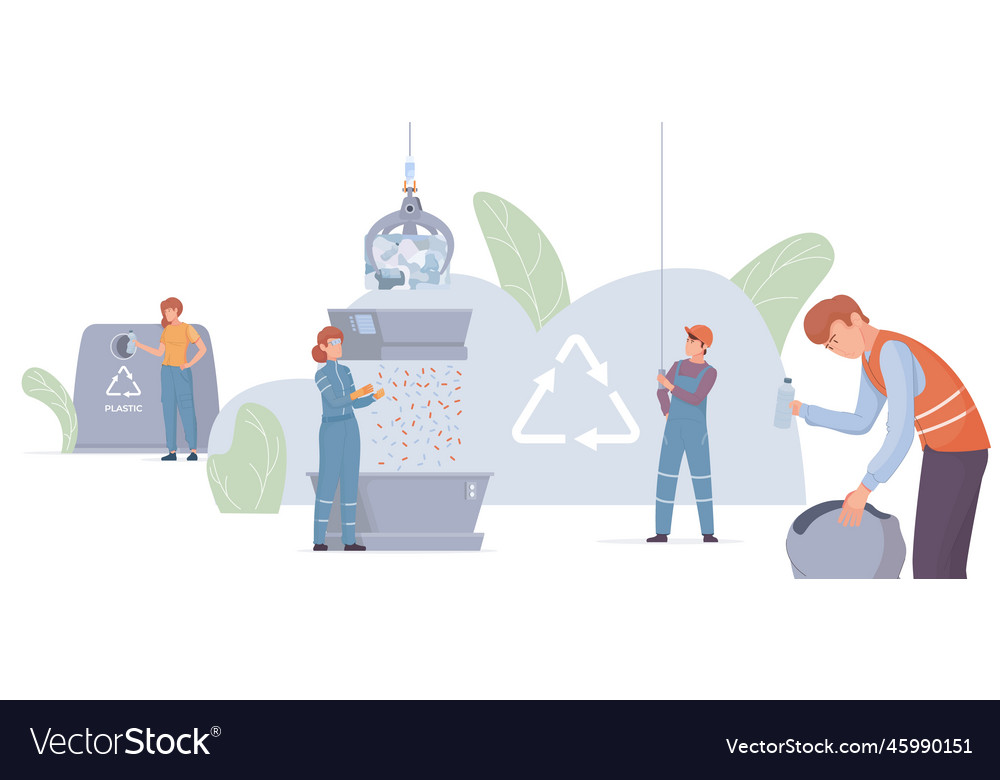Recycling plastic flat composition Royalty Free Vector Image