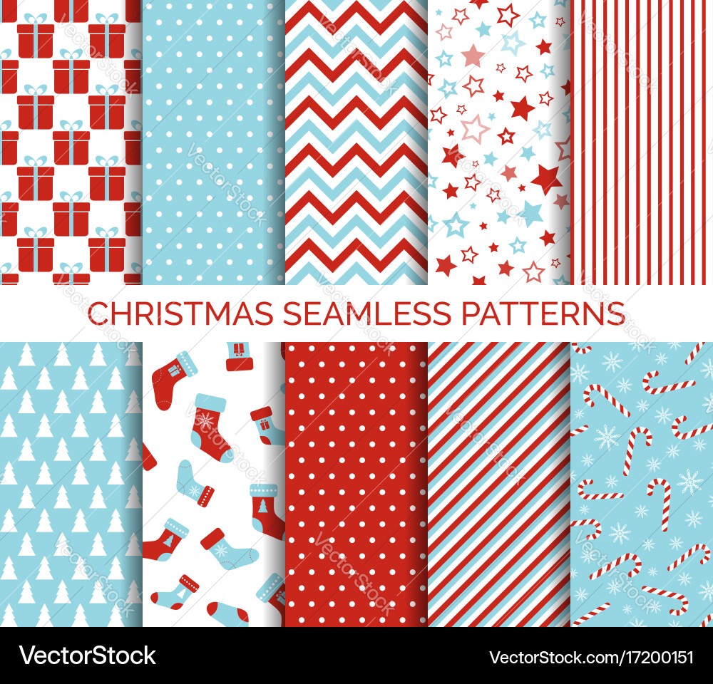 Set christmas seamless patterns Royalty Free Vector Image