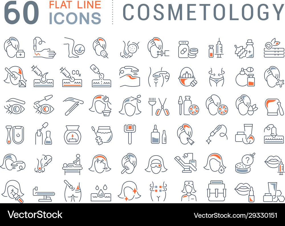 Set line icons cosmetology Royalty Free Vector Image