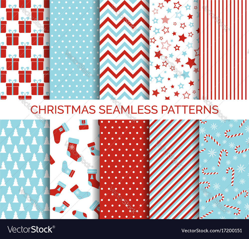 Set of christmas seamless patterns Royalty Free Vector Image