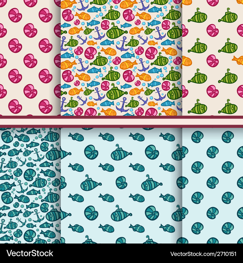 Set of seamless sea patterns Royalty Free Vector Image