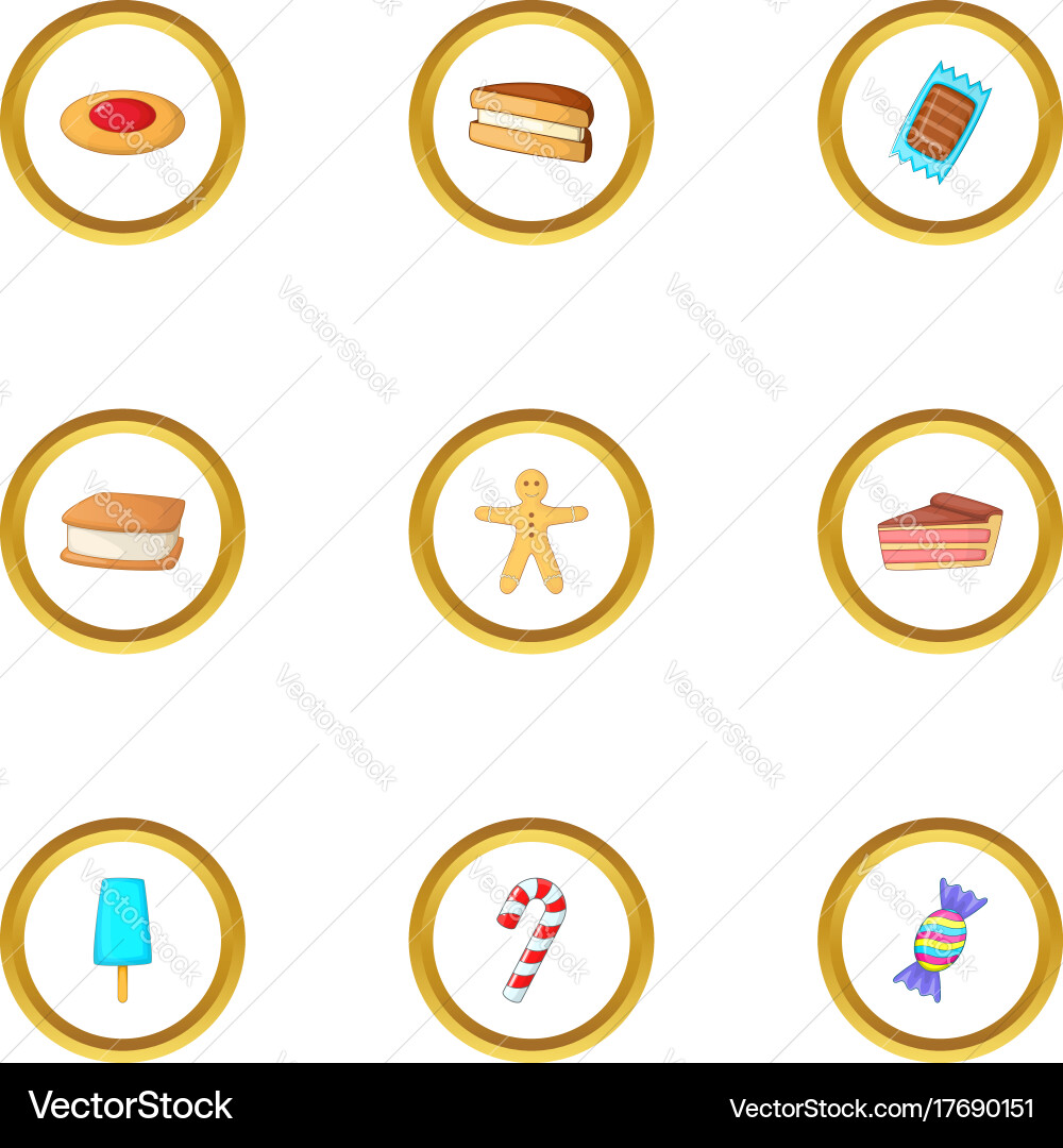 Sweets icons set cartoon style Royalty Free Vector Image