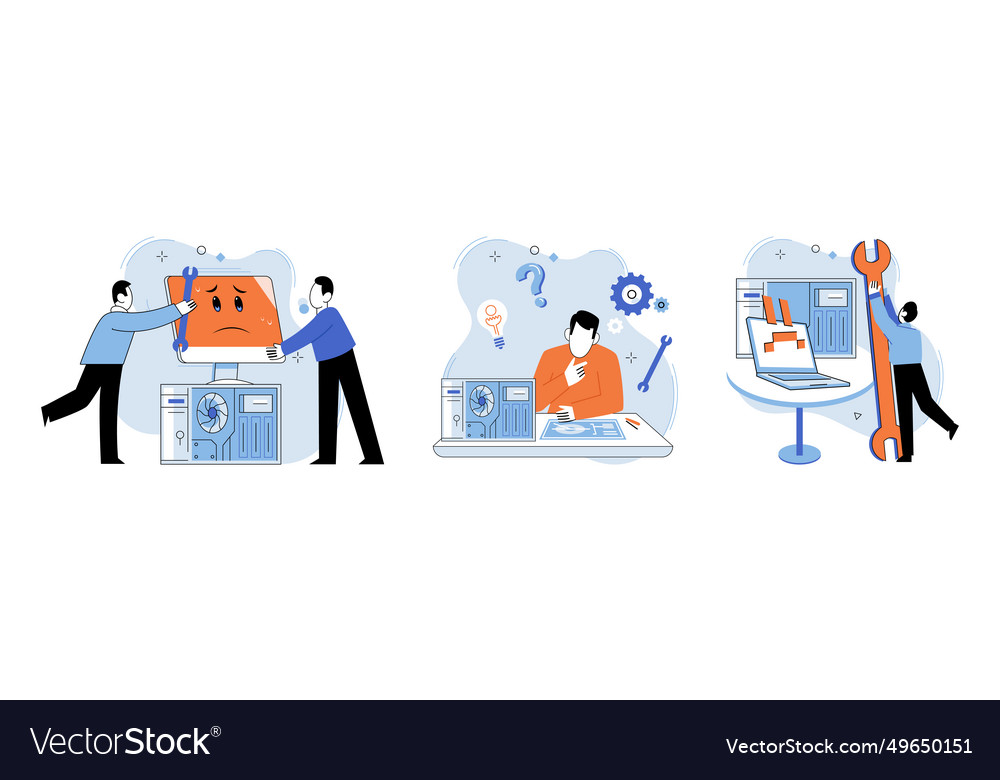 Technical support fixing problems Royalty Free Vector Image Technical support fixing problems Royalty Free Vector Image