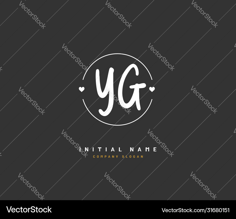 Y g yg beauty initial logo handwriting logo Vector Image