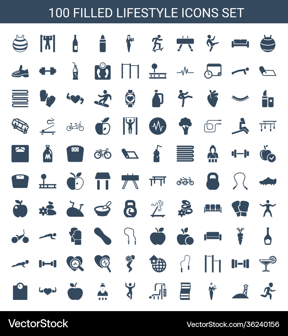 100 lifestyle icons Royalty Free Vector Image - VectorStock