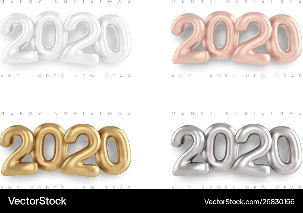 2020 3d lettering realistic gold numbers isolated Vector Image